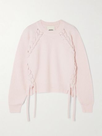 Isabel Marant Noelia Pullover Aus Merinowolle In Rippstrick Mit Schnürungen - Pink