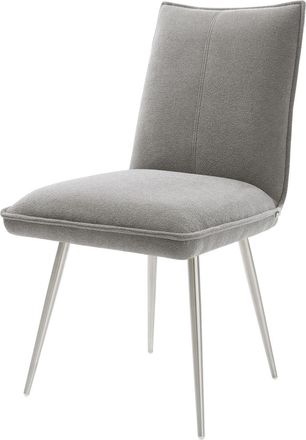 DELIFE Polsterstuhl Lelio-Flex 4-Fu&szlig; konisch Edelstahl Strukturstoff Soft Grau Taschenfederkern