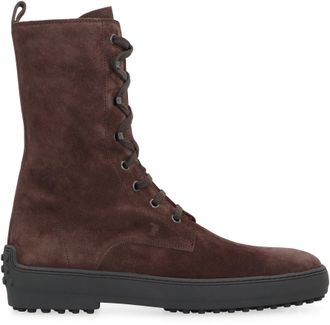 Tod's Womens Ankle Boots Suede Rosewood Calfskin