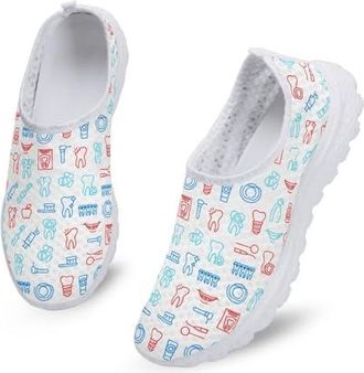 CHAQLIN Chaussures de course pour femme - Chaussures de marche à enfiler - Chaussures de tennis athlétiques, Imprimé médical dinfirmière blanche, 42 EU