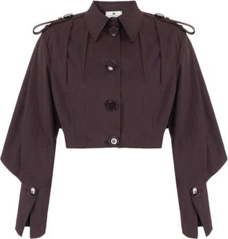 Elisabetta Franchi Femme, Vestes, Brun, Taille: 42 FR Veste Courte