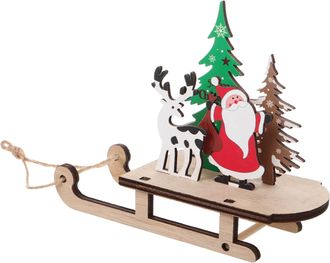 Frcolor Weihnachtliche DIY Holzfigur Schneemann Schlitten Kinderfreundliche Tischdeko Wetterfestes Winter Ornament Vielseitig für Baum und Fensterdeko Einfach