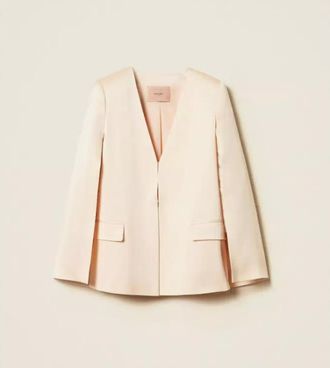 Twinset Femme, Vestes, Beige, Taille: 38 FR Satin Cape Blazer