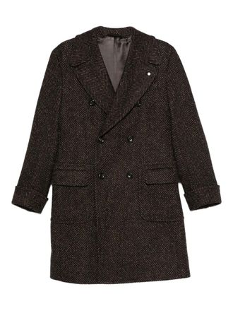 Luigi Bianchi Mantova manteau croisé à motif de chevrons - Marron