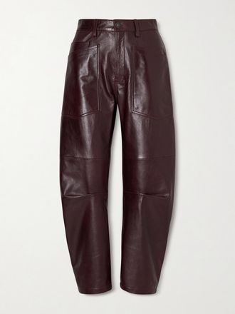 Nili Lotan Pantalon Barrel En Cuir Shon - Bordeaux