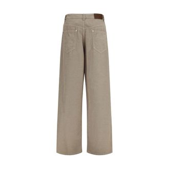 Brunello Cucinelli Cotton and Linen Blend Trousers - Beige