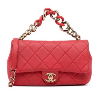 Chanel Coral Mini Rectangular Elegant Chain Single Flap Bag