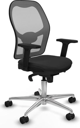 Piqueras y Crespo Schwarzer Schreibtischstuhl mit 2D-Armlehnen, h&ouml;henverstellbare Lendenwirbelst&uuml;tze, mit 5 Positionen und injiziertem Schaumstoff, Grau/Schwarz