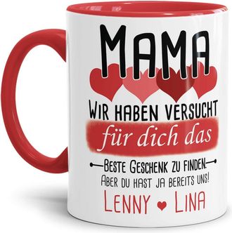 Tassendruck Geschenk Tasse mit Spruch PERSONALISIERT - Bestes Geschenk f&uuml;r Mama von Kindern - Kaffee-Tasse/Geschenkidee Geburtstag Muttertag/Muttertagsgeschenk - 
