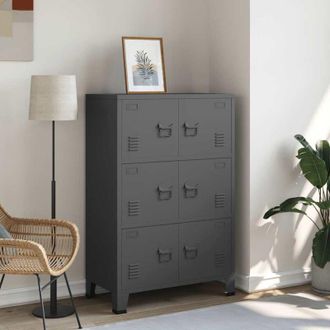 vidaXL Coffre de rangement industriel Anthracite 75x40x115 cm M&eacute;tal