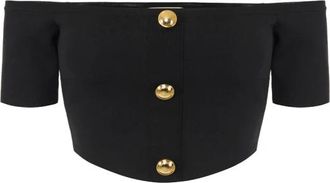 Elisabetta Franchi Femme, Blouses et Chemises, Noir, Taille: 42 FR Crop Top