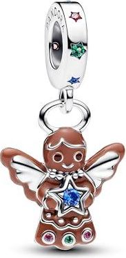 Pandora Moments 794247C01 Breloque en forme dange en pain dépices en argent sterling avec zircone et cristal artificiel compatible ME & Moments