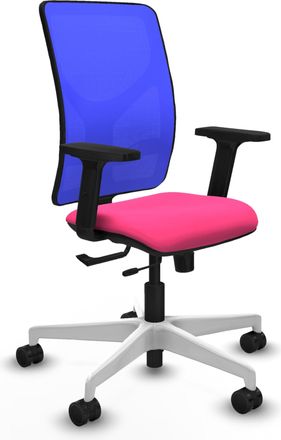 Piqueras y Crespo Schreibtischstuhl f&uuml;r Telearbeit, mit 2D-Armen, h&ouml;henverstellbare Lendenwirbelst&uuml;tze, ausgestattet mit Syncro/Traslack und Schneideschaum, Blau/Rosa