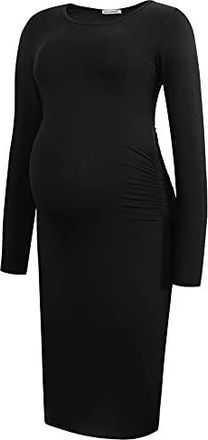 Smallshow Robe Grossesse Manches Longues Femmes Robes Maternit&eacute;,Black,XL