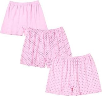 Generic Lot De 3 Sous-v&ecirc;tements Taille Haute For Femmes &Acirc;g&eacute;es Couverture Compl&egrave;te Boxer En Coton Culottes For Mamans(Pink Boxers,XXXX-Large)