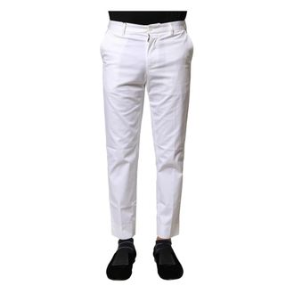 Dolce & Gabbana Wei&szlig;e Baumwoll-Logo-Tapered-Hose - - Trousers - Herren - Wei&szlig; - XS