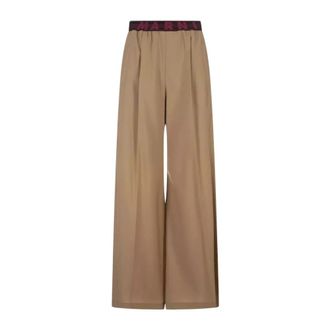 Marni Logo-Bund Woll-Schlaghose - - Trousers - Damen - Gelb - XS