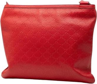Gucci Sac bandouli&egrave;re en cuir gaufr&eacute; doccasion - Femme - Pre-owned - Rouge - Taille: ONE Size