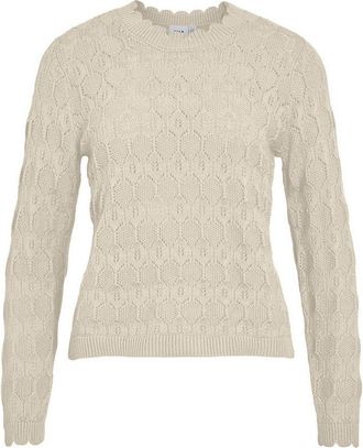 Vila Rundhalspullover VILOWEN L/S POINTELLE KNIT TOP/PB
