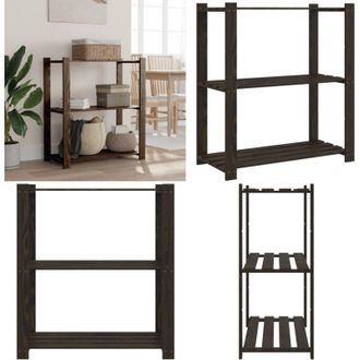vidaXL Support de rangement &agrave; 3 niveaux noir 80x38x90 cm bois pin - Etagere Bois - Rangement Atelier - Rangement Maison - Support Rangement - Mobilier