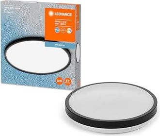 Ledvance ORBIS DISC Badezimmer-Deckenleuchte 300mm, schwarz, 18W, 2200lm, warm- bis kaltweißes Weißlicht, per Lichtschalter steuerbar, besonders schlankes Desi