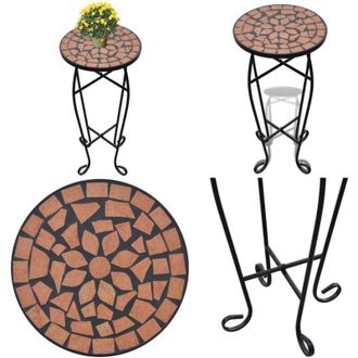 vidaXL Beistelltisch Mosaik Terracotta - Blumentopf - Gartentisch - Terrassentisch - Beistelltisch - Mosaiktisch - Home & Living