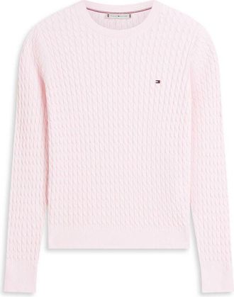 Tommy Hilfiger Damen Strickpullover aus Baumwolle mit Zopfmuster Regular Fit