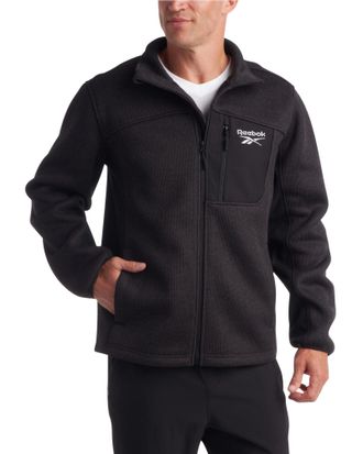 Reebok Leichte Herren-Fleecejacke - Full Zip Up Active Fleece Jacke f&uuml;r M&auml;nner - Performance-Jacke f&uuml;r M&auml;nner (M-XXL), Black Heather/Black, X-Large