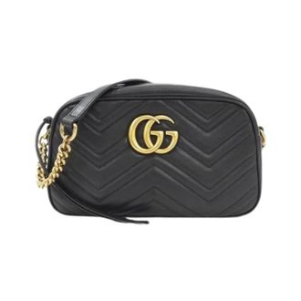 Gucci Pre-owned GG Marmont Quilted Chevron Leather Shoulder Bag - Femme - Pre-owned - Noir - Taille: ONE Size