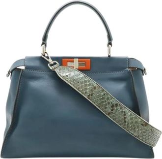 Fendi Sac 2way Peekaboo en Cuir Pre-owned - Femme - Pre-owned - Bleu - Taille: ONE Size