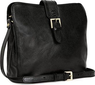 Pellet Sac porté Travers - Compatible téléphone Portable - pour Femme - Collection République - Noir - en Cuir