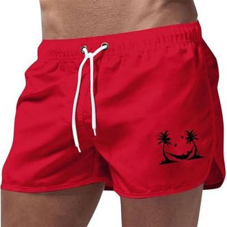 Generic Short de bain hawa&iuml;en &agrave; s&eacute;chage rapide pour homme avec poches, Rouge, XXL