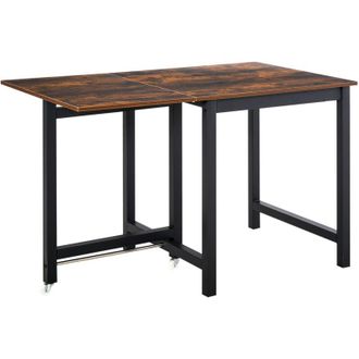 HOMCOM Esstisch ausziehbar klappbar rechteckig K&uuml;chentisch f&uuml;r 4-6 Personen mit Rollen, Esszimmertisch aus Metall 118 x 70 x 76,5 cm Braun - Homcom