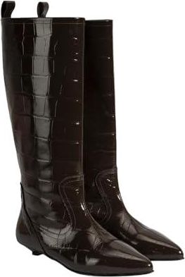 Desa Mocassins pour Femme - Imprim&eacute; Animal, Bout Pointu, Petit Talon, Respirants | Brun - 39