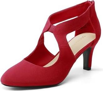 Dream Pairs Escarpins &agrave; bout pointu et &agrave; talons pour femme - &Eacute;l&eacute;gants - Pour f&ecirc;te, mariage, Rouge, 37.5 EU