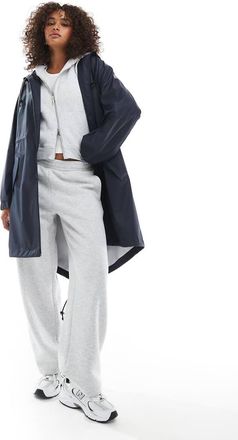 Asos Parka imperméable caoutchoutée avec détails contrastants - Bleu marine