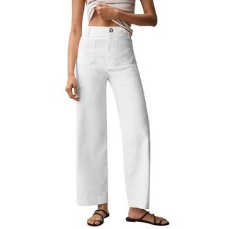 Generic Palazzo Pantalon d&eacute;t&eacute; pour femme avec boutonni&egrave;re Pantalon d&eacute;t&eacute; pour femme L&eacute;ger Taille haute Pantalon large Pantalon de loisirs &Eacute;l&eacute;gant Pantalon d&eacute;t&eacute;