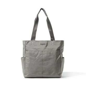 Baggallini Damen Carryall Tragetasche f&uuml;r den t&auml;glichen Gebrauch, 29,2 x 31,8 cm, leicht, Nylon, Reise-Strandtasche, pers&ouml;nlicher Artikel mit Gep&auml;ckh&uuml;lle, Sterli