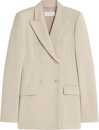 Sportmax Femme, Vestes, Beige, Taille: 36 FR Blazer à double boutonnage en tissu technique