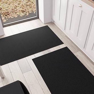 Petti Artigiani Italiani Küchenteppich, Küchenläufer, waschbar, rutschfest, Küchenläufer, einfarbig, 52 x 180 cm, Schwarz, 100% Made in Italy