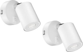 LEDs Com 2 pièces Spot mural WAIKA, à une flamme, avec interrupteur, GU10, blanc mat, incl. lampe LED GU10 468lm, blanc chaud