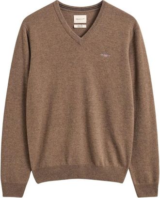 GANT Pull col en V - Homme - Pulls - Brun - Taille: XL