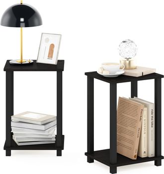 Furinno Simplistic Klein Beistelltisch, 2er-Set, Espresso/Schwarz