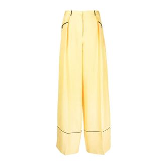Bally Gelbe Weite Seidenhose - - Trousers - Damen - Gelb - S