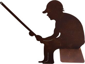 Vosteen Unbekannt Angler 40cm Metall Rost Gartendeko Edelrost