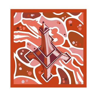 Longchamp Femme, Accessoires, Orange, Taille: ONE Size Carr&eacute; de soie 70 Tour Equestre