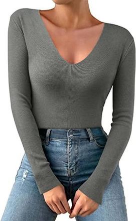 Generic sous Pull Femme Haut Thermique Femme sous Pull Thermique Femme Doux Glamour Pull Laine Col Rond Manches Longues Tricot C&ocirc;tel&eacute; Doux Chaud Et Tendance A