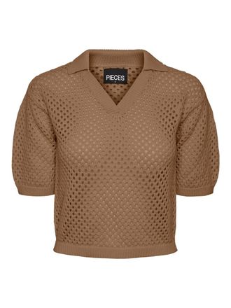 Pieces Damen Pclaya 2/4 Knit Poloshirt, Thrush, XS EU
