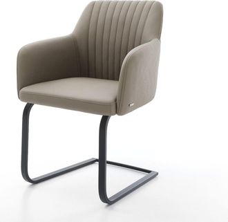 DELIFE Freischwinger Greg-Flex Echt-Leder Schlamm Freischwinger flach Schwarz Taschenfederkern, Esszimmerstühle