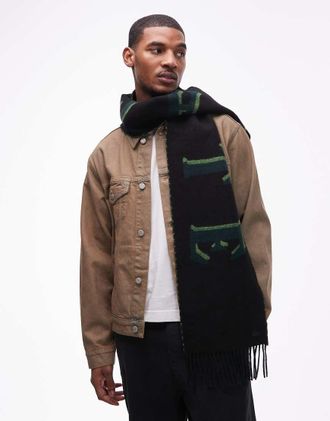 Lacoste Schal in Schwarz mit Logo